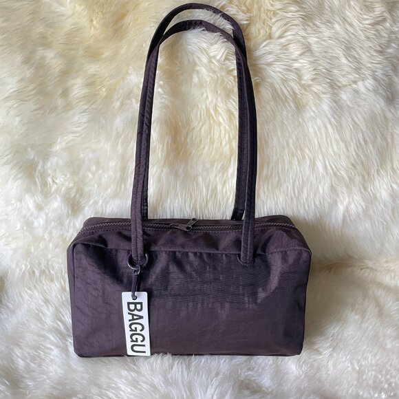 BAGGU | Bags | Nwt Baggu Regular Nylon Bowler Bag Chocolate Plum | Poshmark